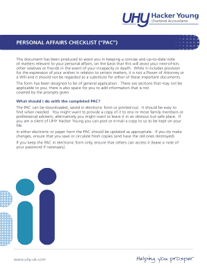 Fillable Online PERSONAL AFFAIRS CHECKLIST (PAC) Fax Email Print ...