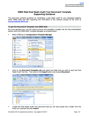 Fillable Online EMIS Web Post Death Audit Tool Document Template Fax ...