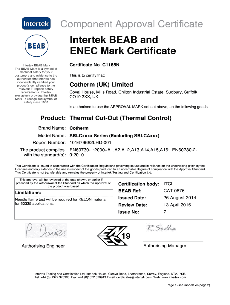 Fillable Online Intertek BEAB and Fax Email Print - pdfFiller