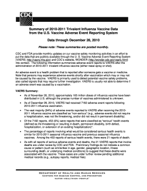 Fillable Online VAERS Table of Reportable Events Following Vaccination ...