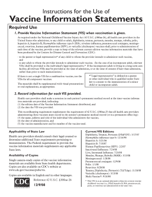 Fillable Online Provide Vaccine Information Statement (VIS) when ...