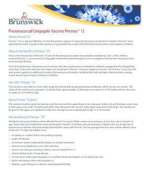 Fillable Online Pneumococcal Conjugate Vaccine Prevnar 13 Fax Email ...