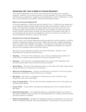 Fillable Online Accounting 101: How to Read an Income Statement Fax ...