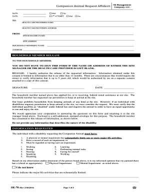 Fillable Online Companion Animal Request Affidavit Fax Email Print - pdfFiller