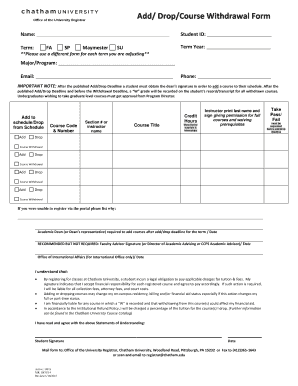 Fillable Online Add/ Drop/Course Withdrawal Form Fax Email Print - pdfFiller