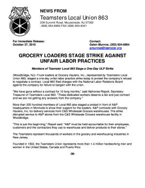 Teamsters Local 863 - Fill Online, Printable, Fillable, Blank | pdfFiller