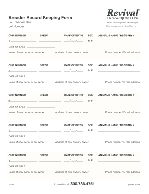 Fillable Online Breeder Record Keeping Form Fax Email Print - pdfFiller