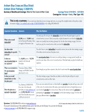 Fillable Online Anthem Silver Pathway X 2500/10% Fax Email Print ...