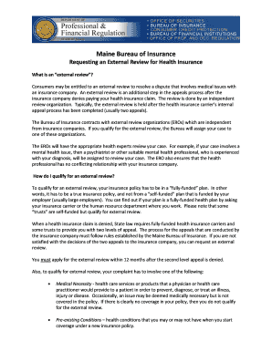 Fillable Online Requesting an External Review for Health Insurance Fax ...