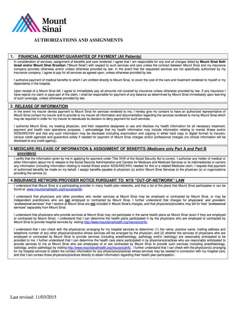 Fillable Online AUTHORIZATIONS AND ASSIGNMENTS Fax Email Print - pdfFiller