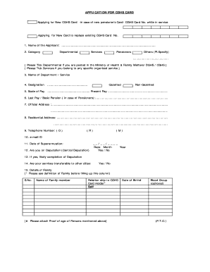 Fillable Online APPLICATION FOR CGHS CARD Fax Email Print - pdfFiller