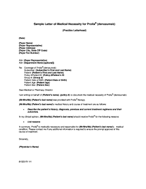 Fillable Online Sample Letter of Medical Necessity for Prolia ...