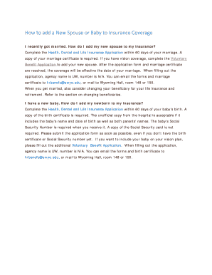 Fillable Online How to add a New Spouse or Baby to Insurance Coverage ...