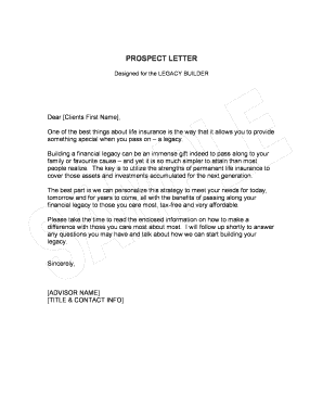 Fillable Online PROSPECT LETTER Fax Email Print - pdfFiller