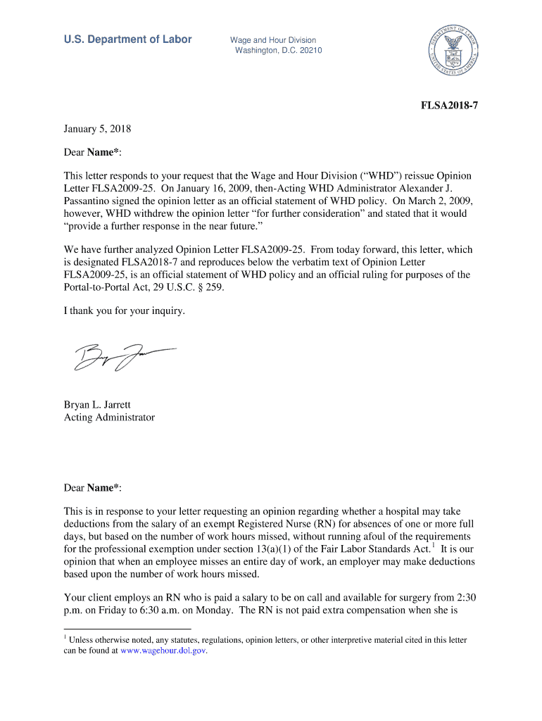 Fillable Online Letter FLSA2009-25 Fax Email Print - pdfFiller