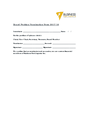 Fillable Online Board Position Nomination Form 2017/18 Fax Email Print ...