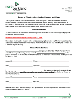 Fillable Online Board of Directors Nomination Process and Form Fax Email Print - pdfFiller