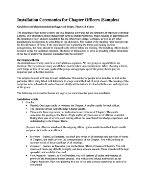 Fillable Online Installation Ceremonies for Chapter Officers (Samples ...