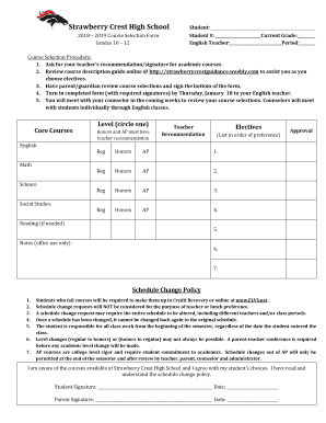 Fillable Online 2018 2019 Course Selection Form Fax Email Print - pdfFiller