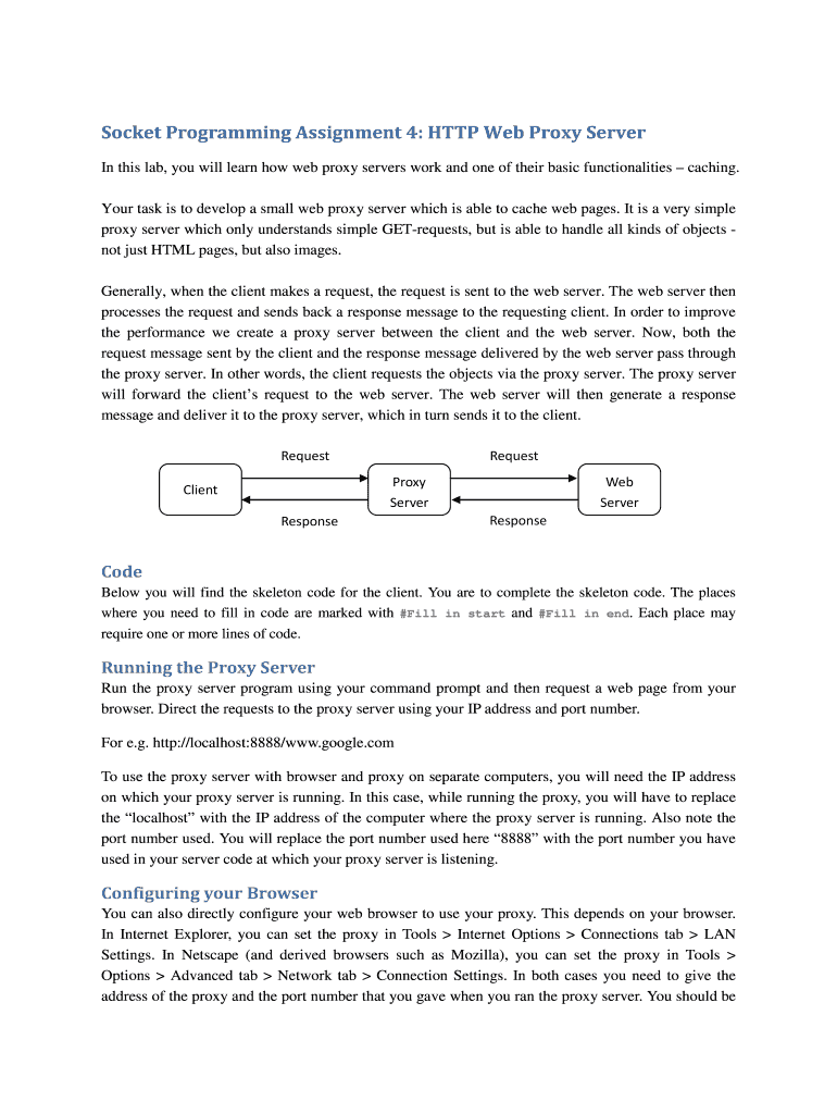 Fillable Online Socket Programming Assignment 4 Web Proxy Server Fax Email Print Pdffiller