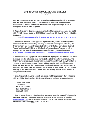 Fillable Online CJIS SECURITY BACKGROUND CHECKS Fax Email Print - pdfFiller