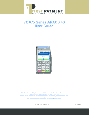 Fillable Online VX 675 Series APACS 40 Fax Email Print - pdfFiller