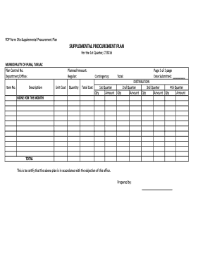 Fillable Online FDP Form 14a-Supplemental Procurement Plan Fax Email ...