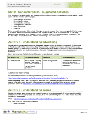 Fillable Online Unit 2 - Consumer Skills - Suggested Activities Fax ...