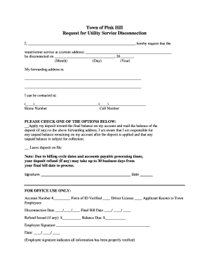 Fillable Online Request for Utility Service Disconnection Fax Email ...