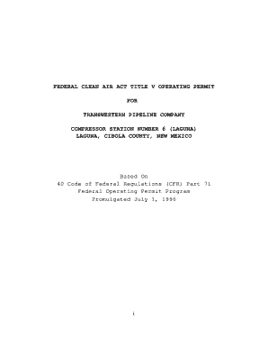 Fillable Online FEDERAL CLEAN AIR ACT TITLE V OPERATING PERMIT Fax ...
