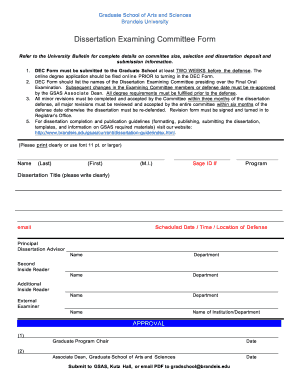 Fillable Online Dissertation Examining Committee Form Fax Email Print - pdfFiller