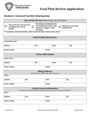 Fillable Online Food Plan Review Application Fax Email Print - pdfFiller