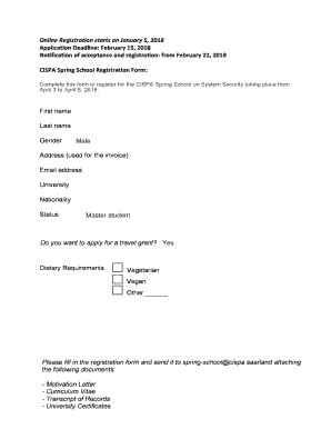 Fillable Online Complete this form to register for the CISPA Spring ...