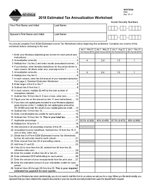 Fillable Online 2018 Estimated Tax Annualization Worksheet Fax Email ...