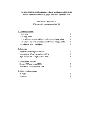 Fillable Online The 2010 ACR/EULAR Classification Criteria for ...