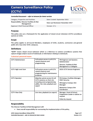 Fillable Online Camera Surveillance Policy Fax Email Print - pdfFiller