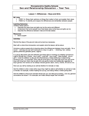 Fillable Online Lesson 1: Differences Boys and Girls Fax Email Print ...
