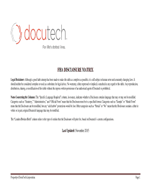 Fillable Online FHA DISCLOSURE MATRIX Fax Email Print - pdfFiller