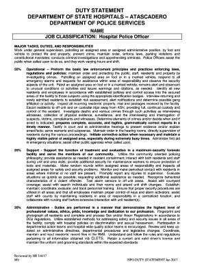 Fillable Online JOB CLASSIFICATION: Hospital Police Officer Fax Email ...