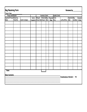 Fillable Online Bag Receiving Form Fax Email Print - pdfFiller