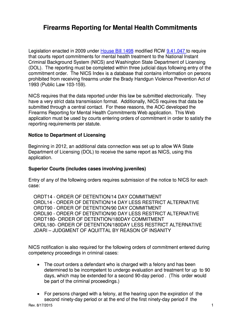 Fillable Online Firearms Reporting for Mental Health Commitments Fax ...