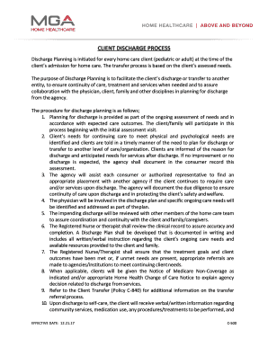 Fillable Online CLIENT DISCHARGE PROCESS Fax Email Print - pdfFiller
