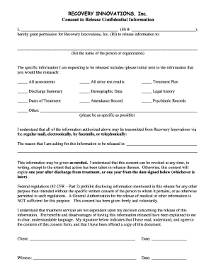 Fillable Online RECOVERY INNOVATIONS, Inc Fax Email Print - pdfFiller