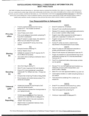 Fillable Online SAFEGUARDING PERSONALLY IDENTIFIABLE INFORMATION (PII) Fax Email Print - pdfFiller