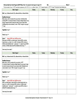 Fillable Online This form includes the new CACFP meal pattern ...