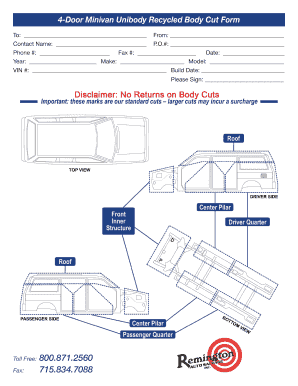Fillable Online 4-Door Minivan Unibody Recycled Body Cut Form Fax Email ...