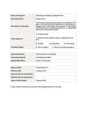 Fillable Online Data Breach Procedure & Response Plan Fax Email Print ...