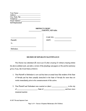 Fillable Online DECREE OF SEPARATE MAINTENANCE Fax Email Print - pdfFiller