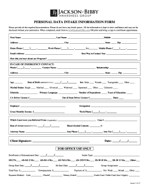 Fillable Online PERSONAL DATA INTAKE INFORMATION FORM Fax Email Print ...