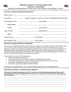 Fillable Online Section 504 of the Rehabilitation Act and/or Title II ...